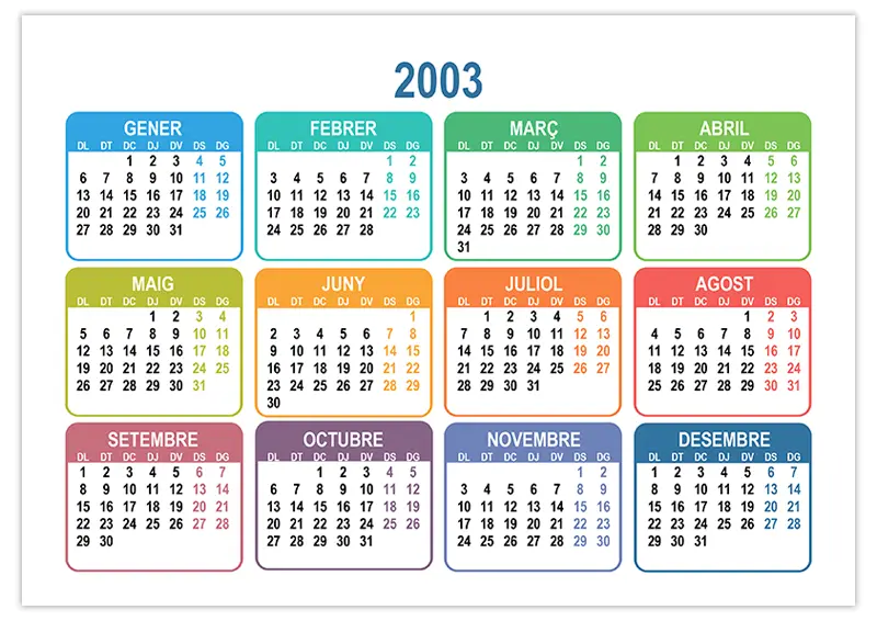 Calendari 2003 – calendaris.su – calendaris en català